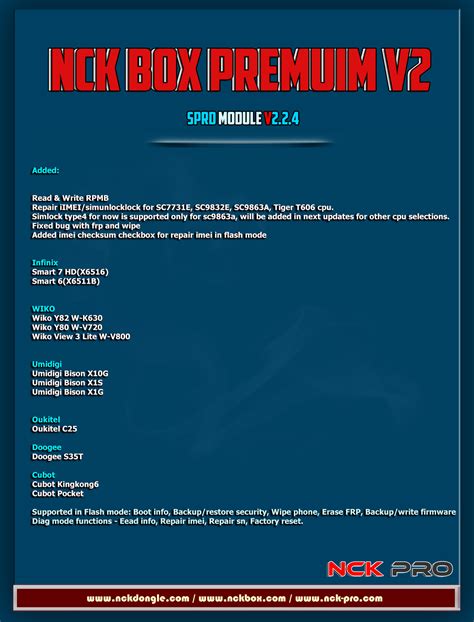 Nck Box Premium V2 Nck Pro Unisoc Module V2 2 4 New Security Added [19 07 2023] Gsm Forum