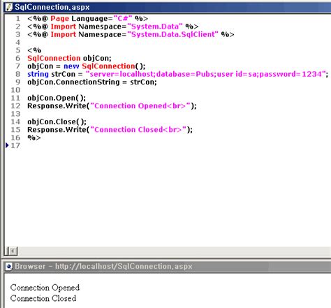 예제 Sqlconnection 클래스를 사용한 Db Open 및 Closec