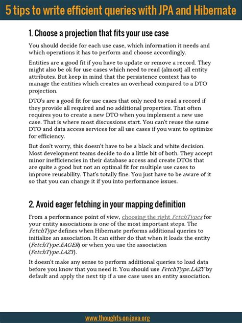 Choose A Projection That Fits Your Use Case Fetchtype Fetchtype Eager Fetchtype Lazy