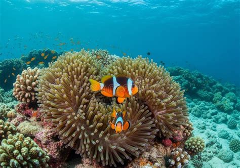 Underwater Scene Featuring A Vibrant Coral Reef Environment With A