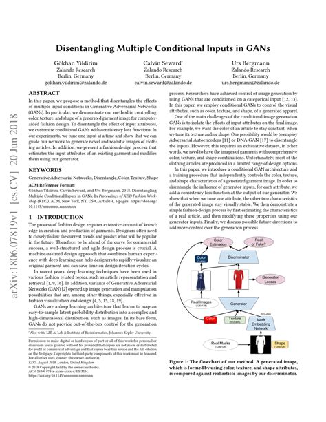 pdf disentangling multiple conditional inputs in gans