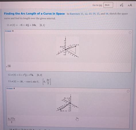 solved go to pg 864 į aa finding the arc length of a curve