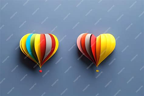 사랑의 하트 모양으로 잘라낸 두 개의 무지개 색 종이 선명한 색상 벡터 그림의 3d 효과 하트 모양이 있는 종이 예술 무지개 하트 배경 프리미엄 사진