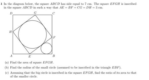 solved 1 in the diagram below the square abcd has side
