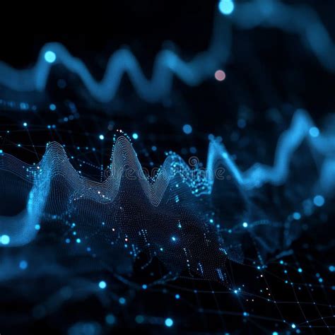 Dynamic Blue Digital Waveform And Glowing Particles In Abstract Network