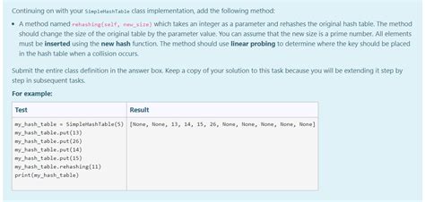 Solved Define A Class Named Simplehashtable To Represent A