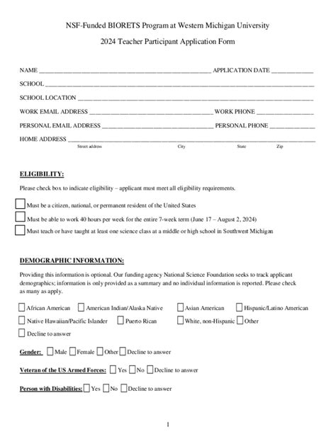 Fillable Online 2024 Teacher Participant Application Form Fax Email Print Pdffiller
