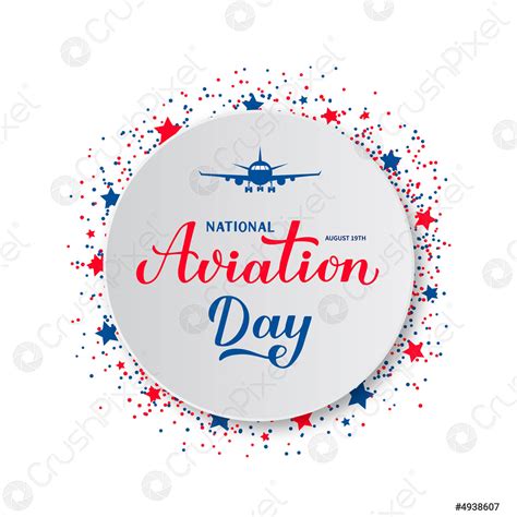 National Aviation Day Calligraphy Hand Lettering And Plane On White