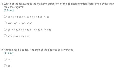 solved 8 which of the following is the maxterm expansion of