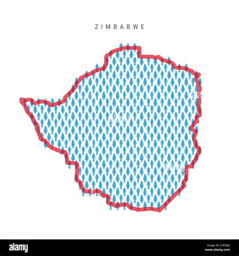 Zimbabwe Population Map Stick Figures Zimbabwean People Map With Bold Red Translucent Country