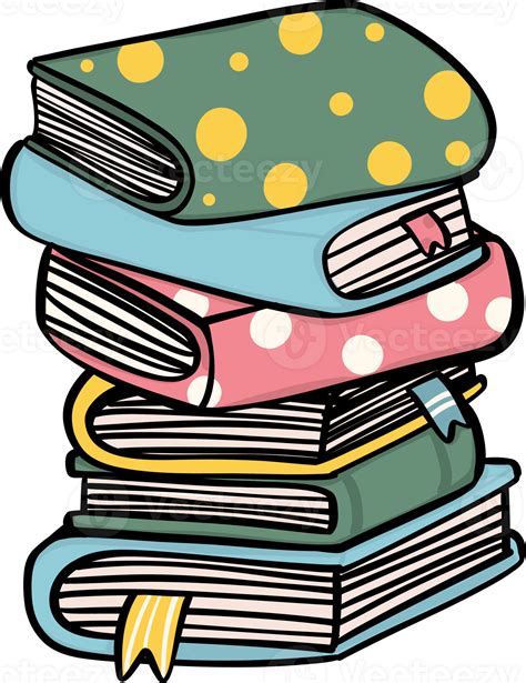 Cute Doodle Stack Of Books Illustrations Hand Drawn Cartoon Drawing