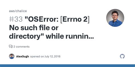 OSError Errno 2 No Such File Or Directory While Running Chalice