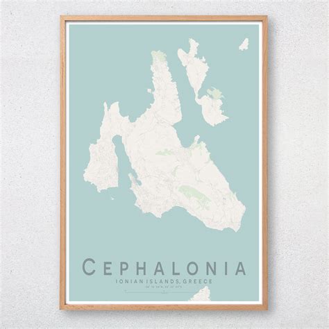 Kefalonia Map Print Cephalonia Greek Island Map Print Wall Art Poster