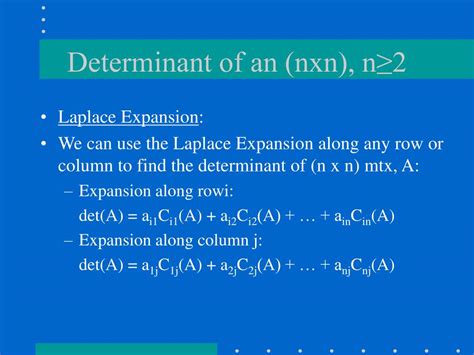 Ppt 31 Determinants The Laplace Expansion Powerpoint Presentation