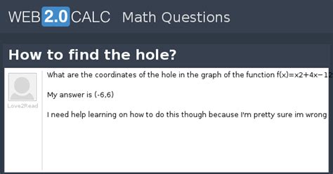 View Question How To Find The Hole