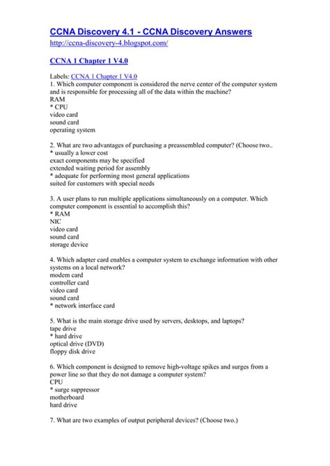 Ccna 1 Chapter 1 V40 Answers Pdf