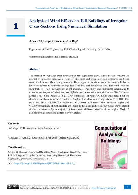 Pdf Analysis Of Wind Effects On Tall Buildings Of Irregular Cross Sections Using Numerical