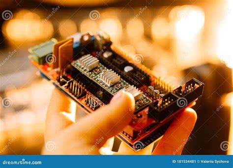 Parts For Assembly Cnc Machine Arduino Board For Controlling The Machine Stock Image Image Of