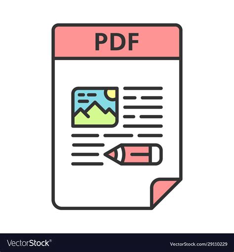 Pdf File Color Icon Portable Document Format Vector Image