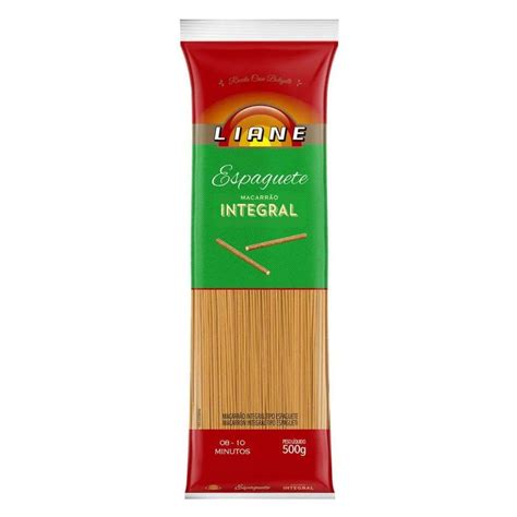MacarrÃo Liane Integral 500g Espaguete Lavagnoli