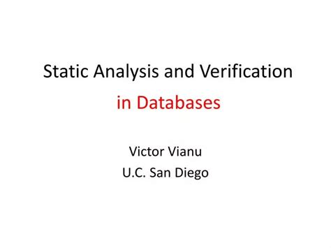 Ppt Static Analysis And Verification Powerpoint Presentation Free
