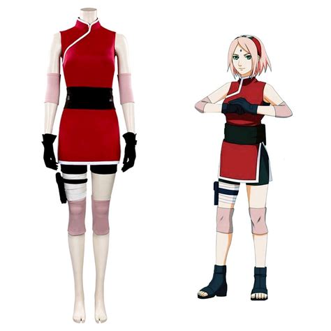 Anime Naruto Haruno Sakura Cosplay Costume Women Outfit Halloween