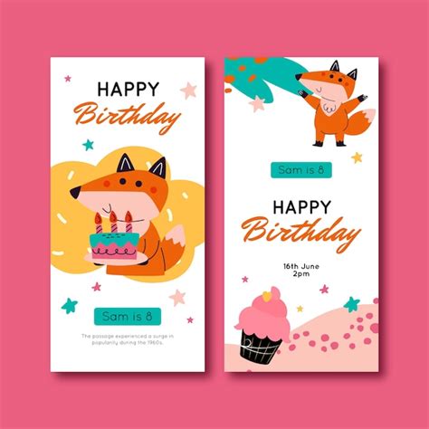 생일 파티 축하를 위한 수직 배너 템플릿 무료 벡터