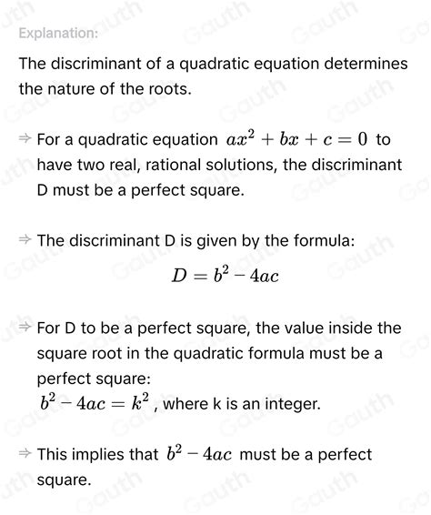 Solved What Kind Of Number Is The Discriminate When The Two Real