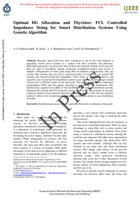 Pdf Optimal Dg Allocation And Thyristor Fcl Controlled Impedance
