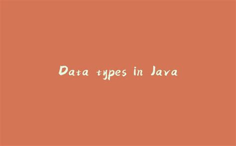 Data Types In Java 拾光赋