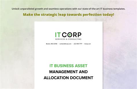 It Business Asset Management And Allocation Document Template In Word