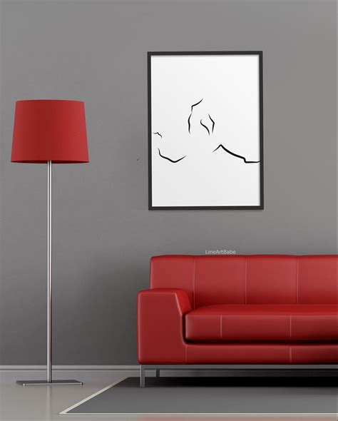 Minimalist Sex Position Line Art Abstract Erotic Poster Bed Room Nudity Naked Lovers Drawing