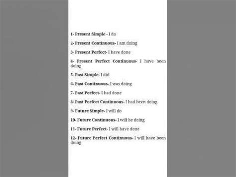 Tenses In English Complete Tenses Chart English Vocabulary Words Learning Tenses Chart