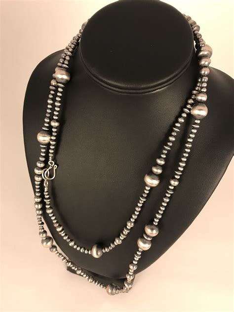 Navajo Necklace Silver Bead Necklace Sterling Necklace 48 Etsy Denmark