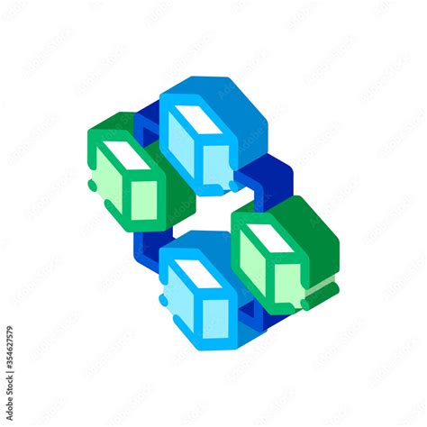 Blockchain Artificial Intelligence Vector Isometric Sign Color Isolated Symbol Illustration