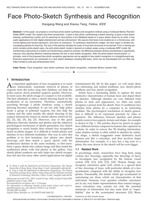 pdf face photo sketch synthesis and recognition
