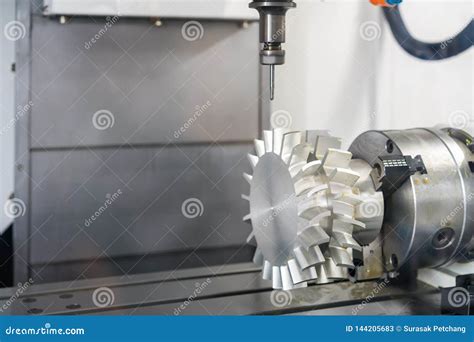 Close Up Cutting Tool Working With Workpiece Propeller By High Speed And Accuracy Cnc Machining