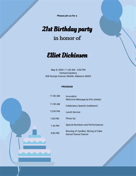 Free Birthday Program Template To Edit Online