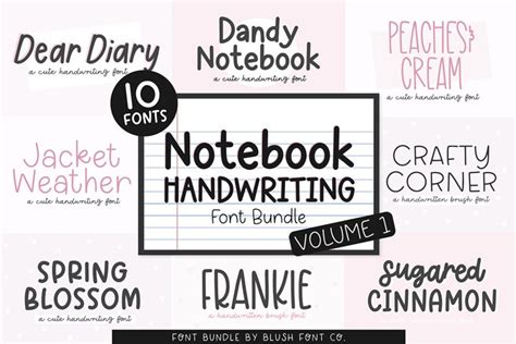 NOTEBOOK HANDWRITING FONT BUNDLE VOL By Blush Font Co