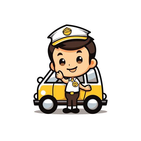 A Cartoon Taxi Driver With A Smile 50146789 Vector Art At Vecteezy