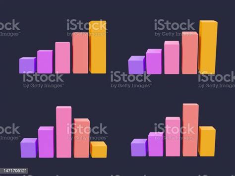 3d Blank Bar Graph Template Set Bar Chart Mock Up Data Analysis Colorful Set Of Statistic Bar