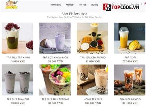 full code Đồ Án website bán trà sữa php mysql có đầy đủ quản trị và