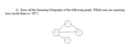 Solved 2 Draw All The Spanning Subgraphs Of The Following
