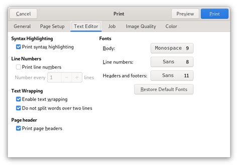 printing no option to print line numbers in gedit ask ubuntu