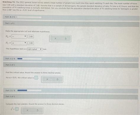 Solved Watching TV: The 2012 general Social Survey asked a | Chegg.com