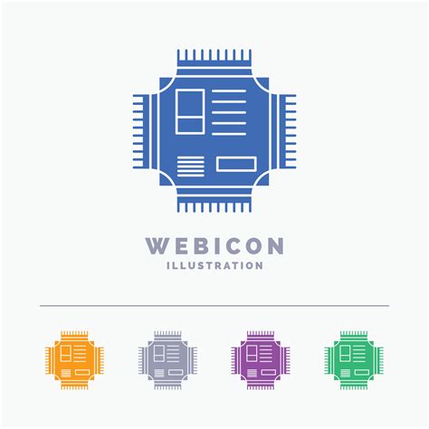 chip cpu microchip processor technology 5 color glyph web icon