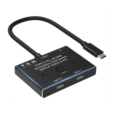 Hopbucan Kvm Usb C Two Way Switch 1x2 2x1 Usb 3 1 Splitter Data Video Switcher 8k 30hz Pd 100w
