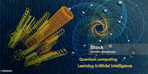 양자 컴퓨터 Qubit와 추상 물리학 배경 개념 인공 지능 요소를 학습 암호화 인포그래픽 벡터 빅 데이터 알고리즘 시각화 0명에 대한 스톡 벡터 아트 및 기타 이미지