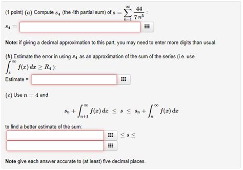solved 1 point a compute s4 the 4th partial sum of s