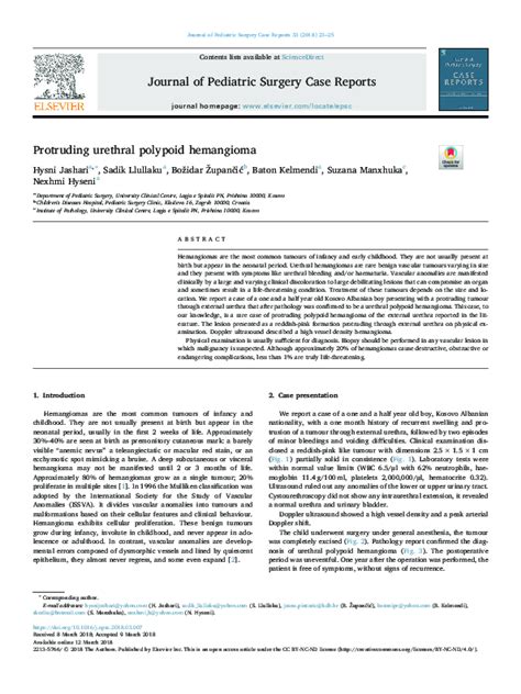Pdf Protruding Urethral Polypoid Hemangioma
